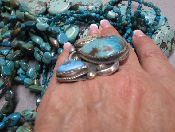 Native American Handcrafted Sterling Genuine TURQUOIS… - Gem