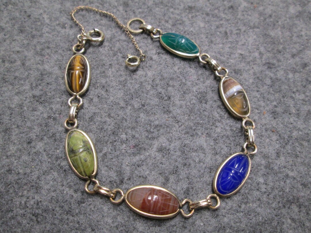 Genuine Scarab Braceletelongated East/west Designscarab Bracelet ...