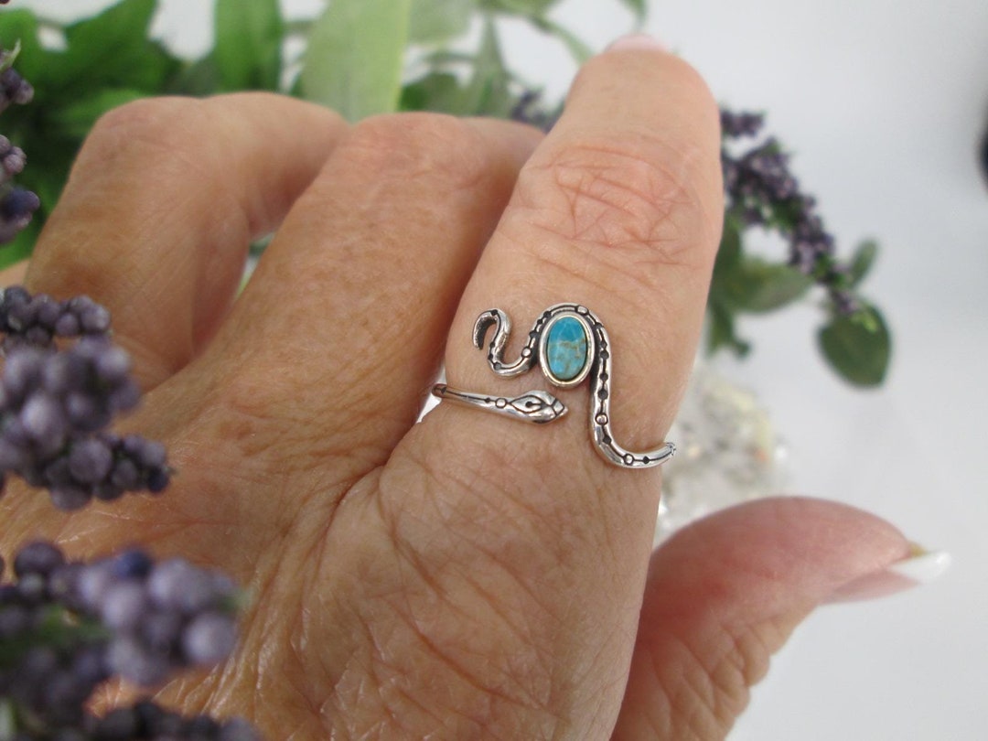 Dainty SNAKE Ring>925 Sterling Snake Ring With Turquoise,genuine ...
