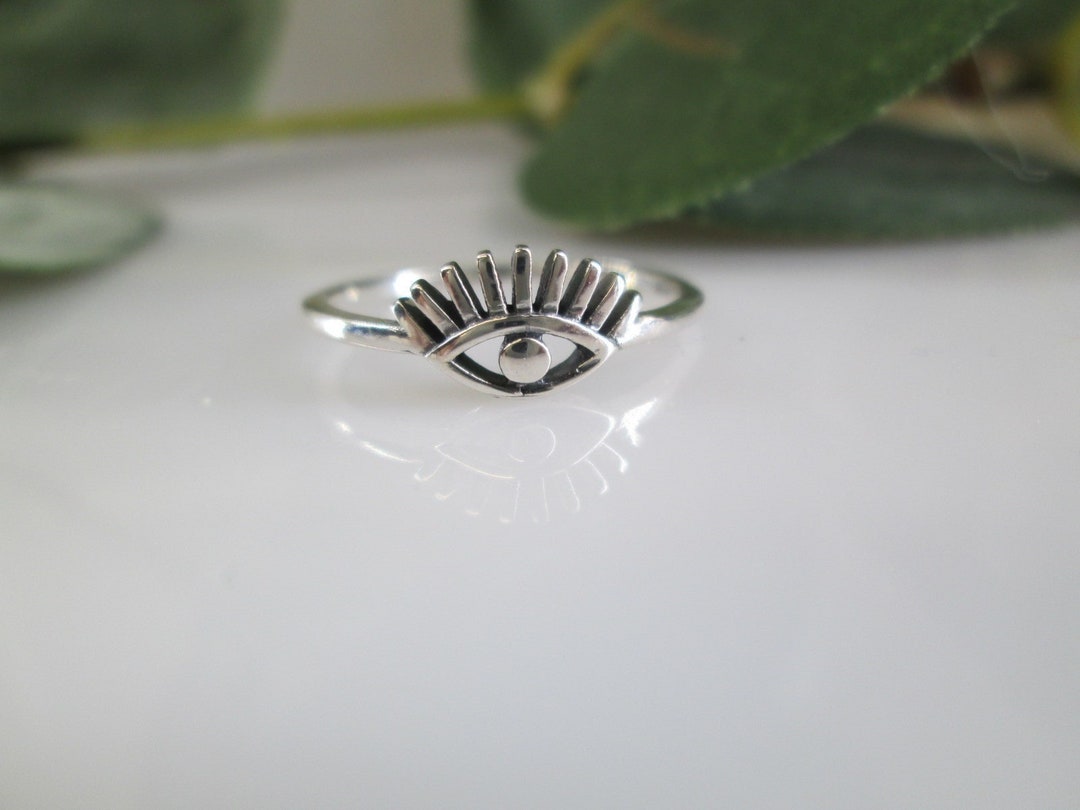Eye Ring>sterling EYE With Lashes Ring, 925 Sterling Silver Evil Eye ...