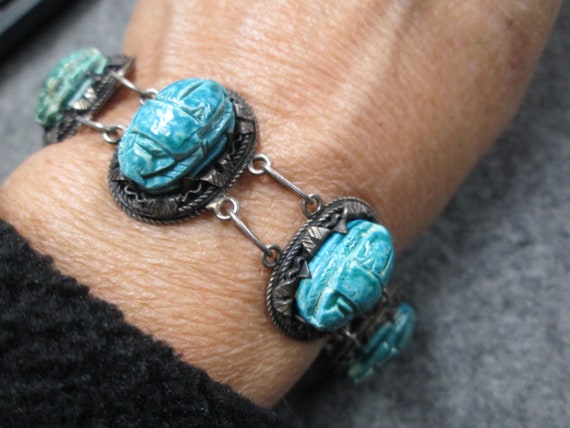 Turquoise SCARAB Bracelet>Egyptian Turquoise Faience … - Gem