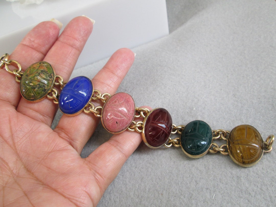 Gold Scarab Bracelet12ktgf.genuine Ex.large Scarab Bracelet,semi ...