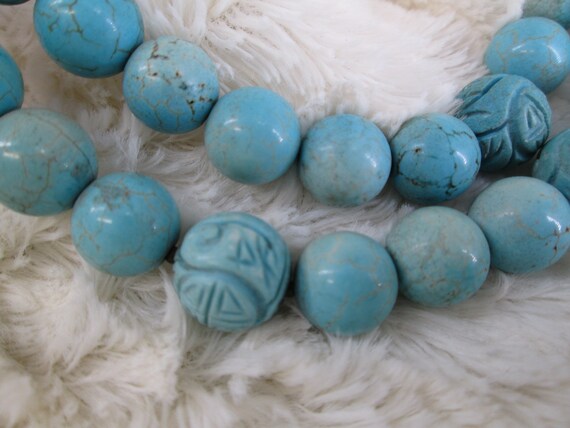 Turquoise Necklace>Carved Turquoise Necklace,Double S… - Gem