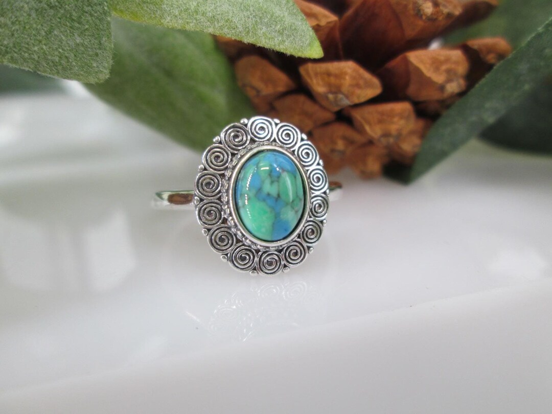 Sterling Turquoise Ring>925 Bali Turquoise Ring,boho Chic Turquoise ...