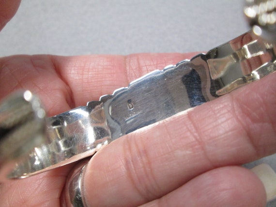 Native American Signed Sterling Silver Cuff Bracelet>… - Gem