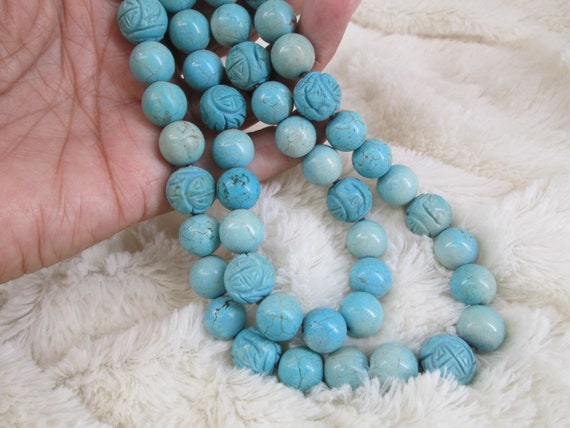 Turquoise Necklace>Carved Turquoise Necklace,Double S… - Gem
