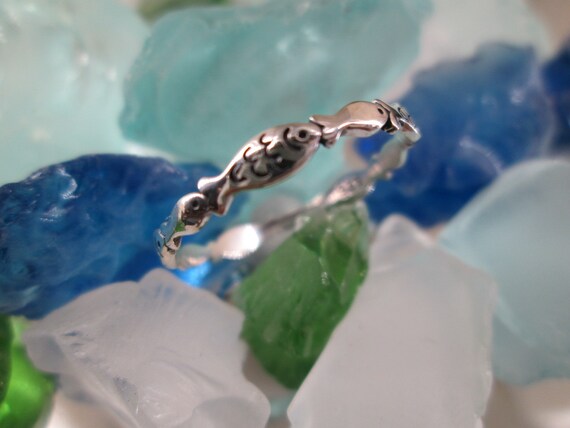 925 Sterling FISH Ring>Narrow Fish band,925 Fish Eter… - Gem