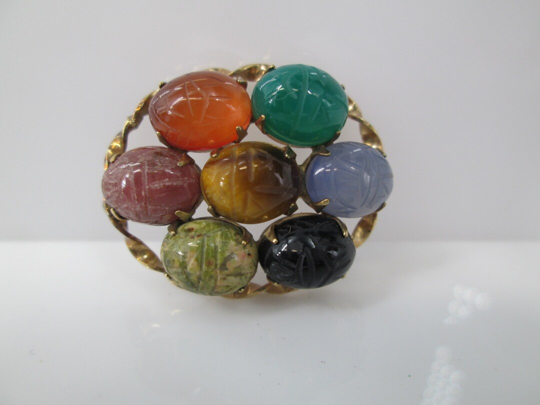 Genuine Scarab Brooch>vintage Gold Scarab Pin,scarab Brooch, 1 1/2 ...