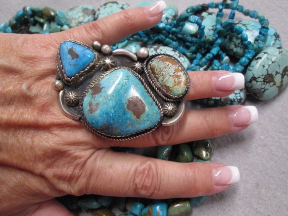 Native American Handcrafted Sterling Genuine TURQUOIS… - Gem
