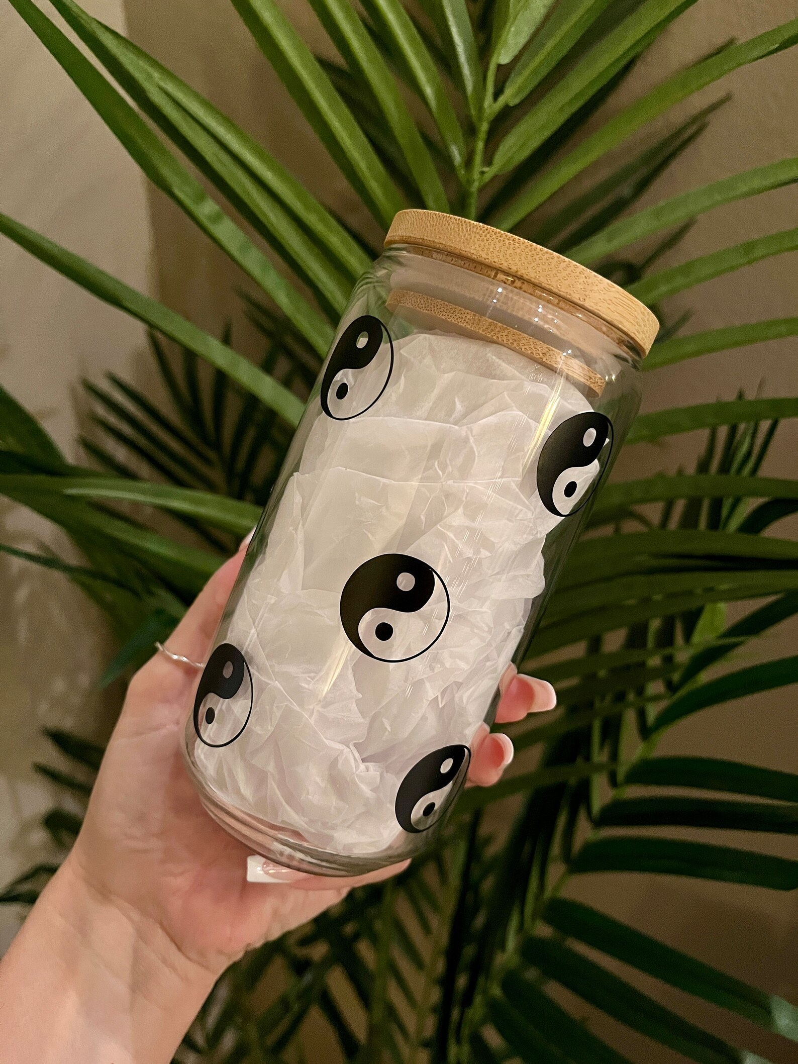 Yin Yang Glass Cup / Iced Coffee Glass / Beer Can Glass - Etsy