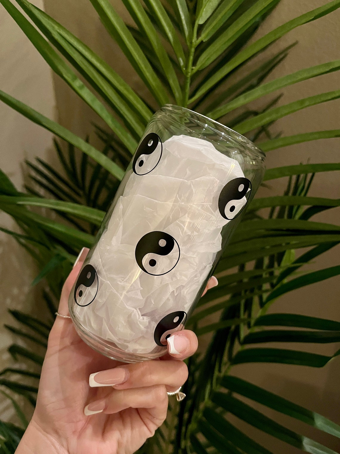 Yin Yang Glass Cup / Iced Coffee Glass / Beer Can Glass - Etsy