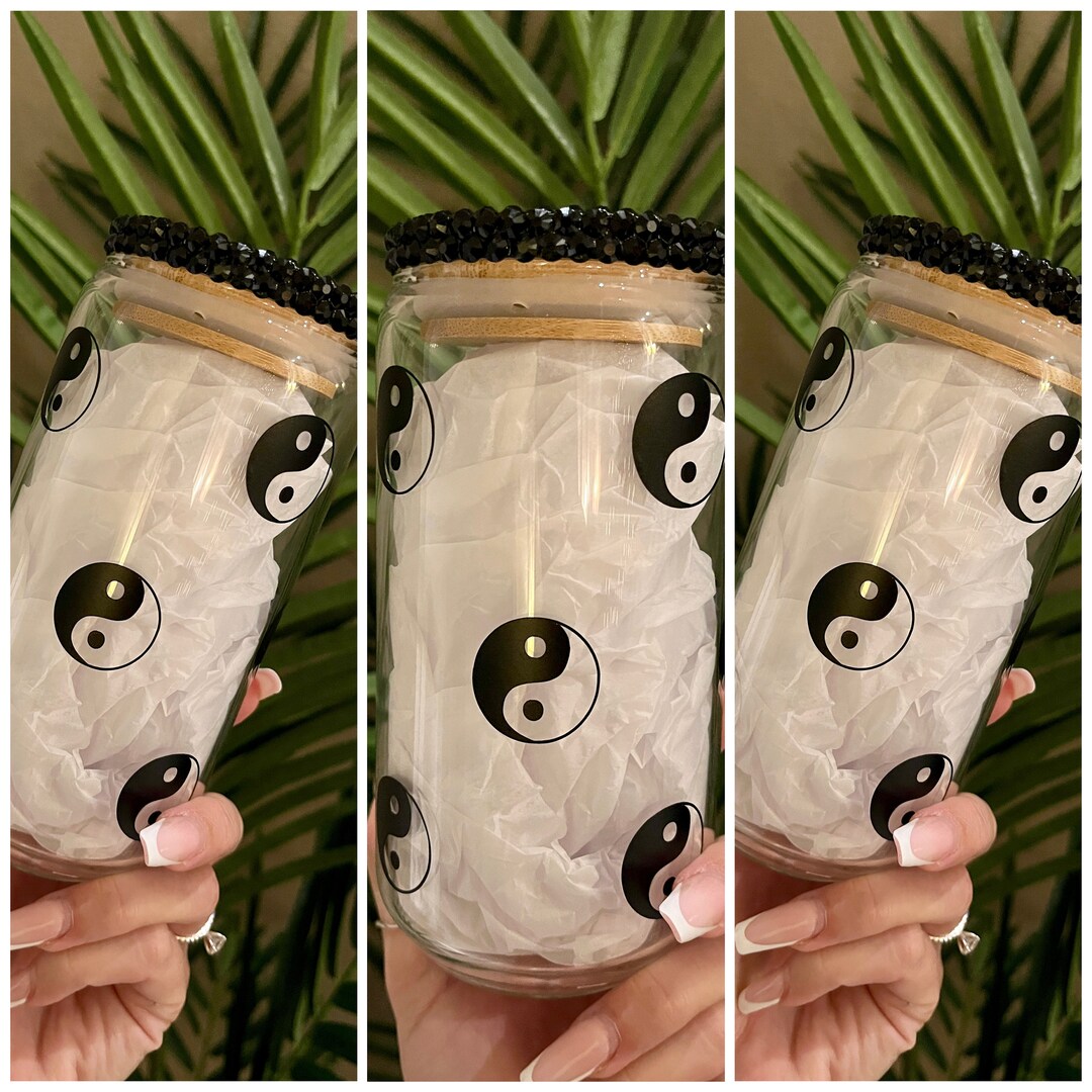Yin Yang Glass Cup / Iced Coffee Glass / Beer Can Glass - Etsy