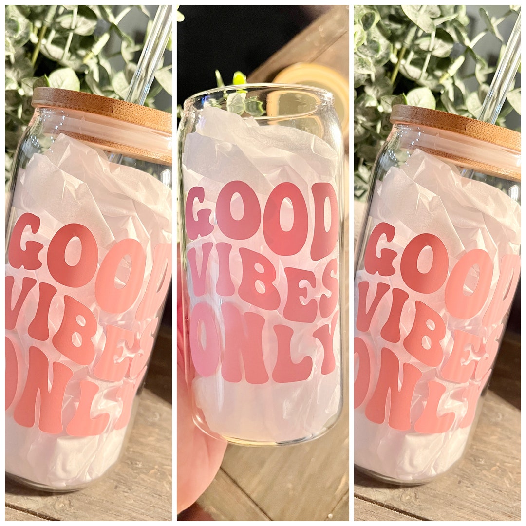 Iced Coffee Glass / Glass Can Soda Cup With Lid and Straw / - Etsy