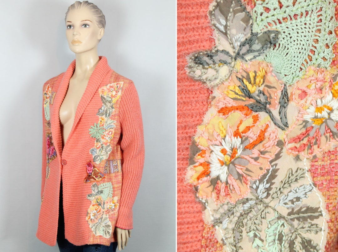 Upcycled Hand Made Salmon Orange Tweed Art to Wear Vintage Lace ...