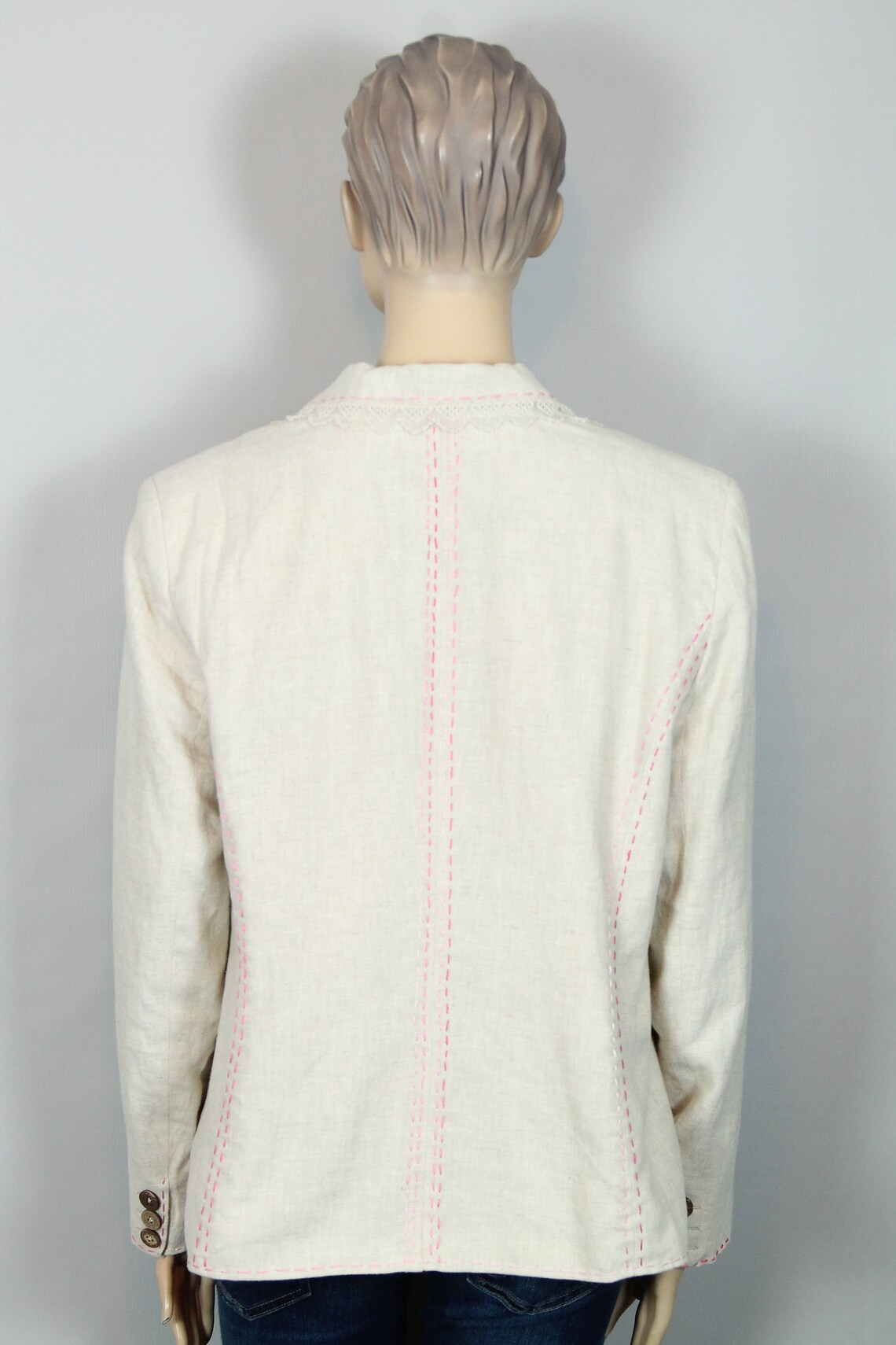 Reworked Upcycled Hand Made Beige Wool Art to Wear Vintage Linen ...