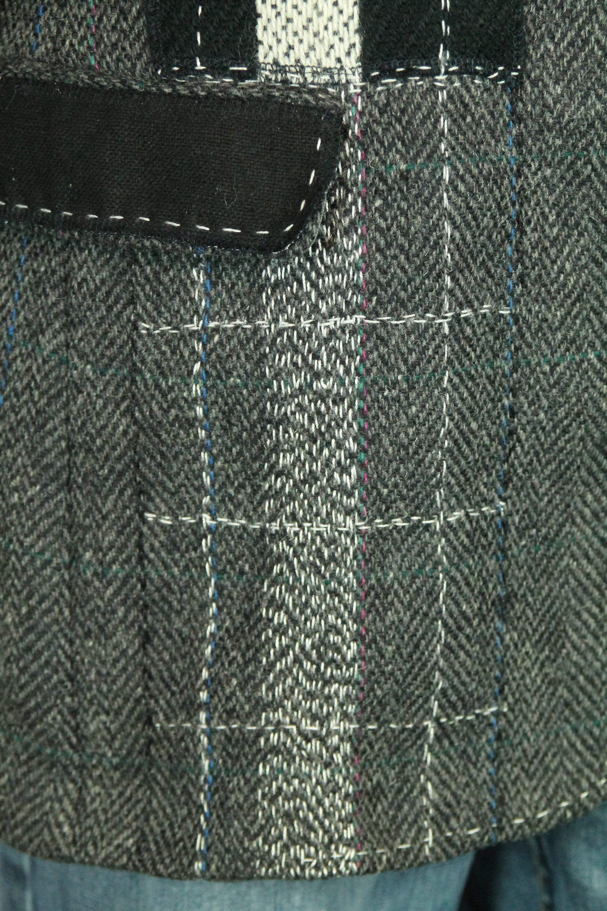 Men's Upcycled Hand Made Embroidered Pure Wool Herringbone Professor ...