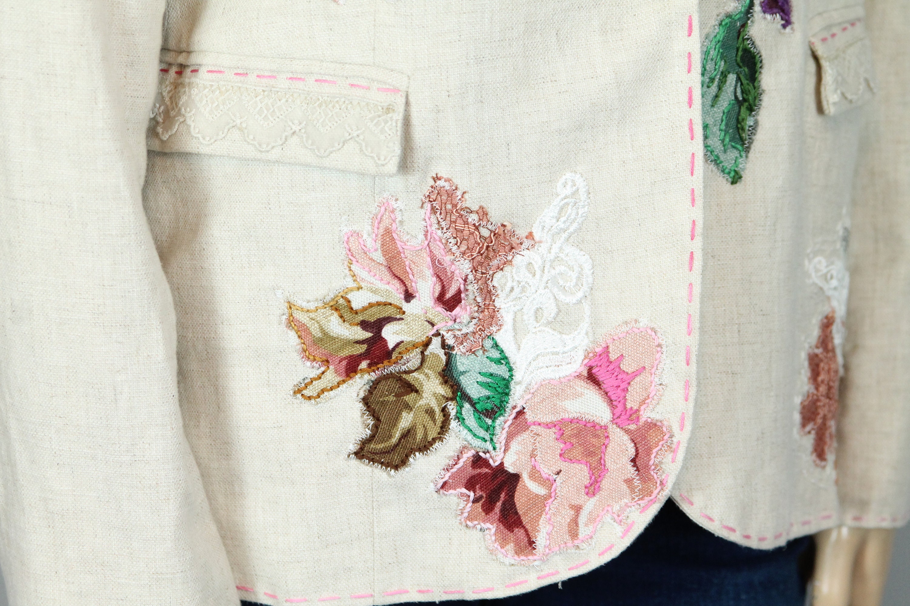 Reworked Upcycled Hand Made Beige Wool Art to Wear Vintage Linen ...