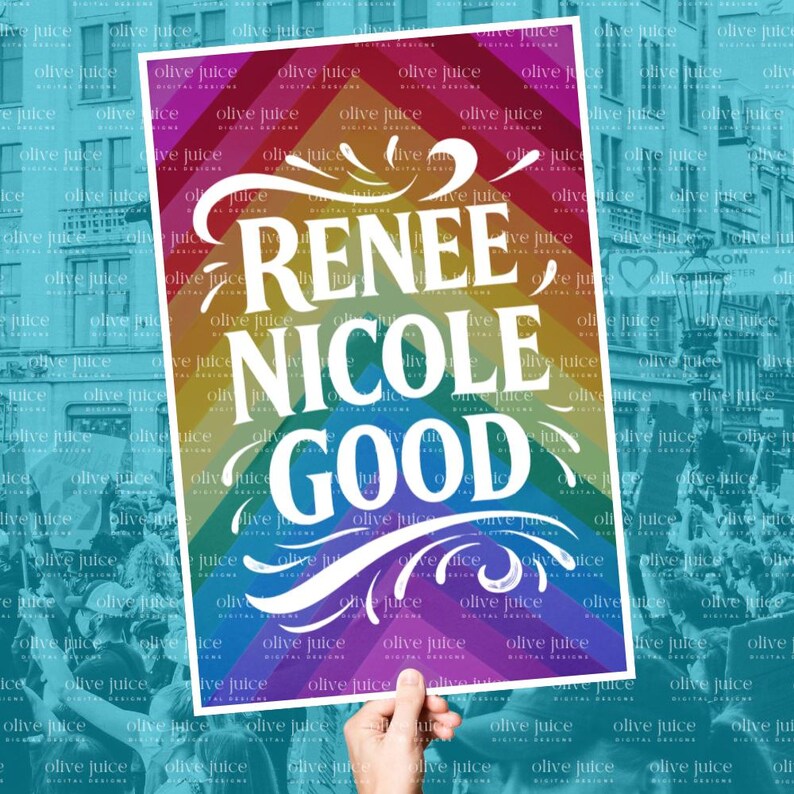 Renee Nicole Good Protest Sign: Rainbow Typography (digital Printable ...