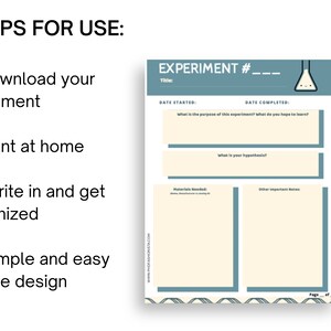 Printable Lab Notebook Sheets for Science Experiments - Etsy
