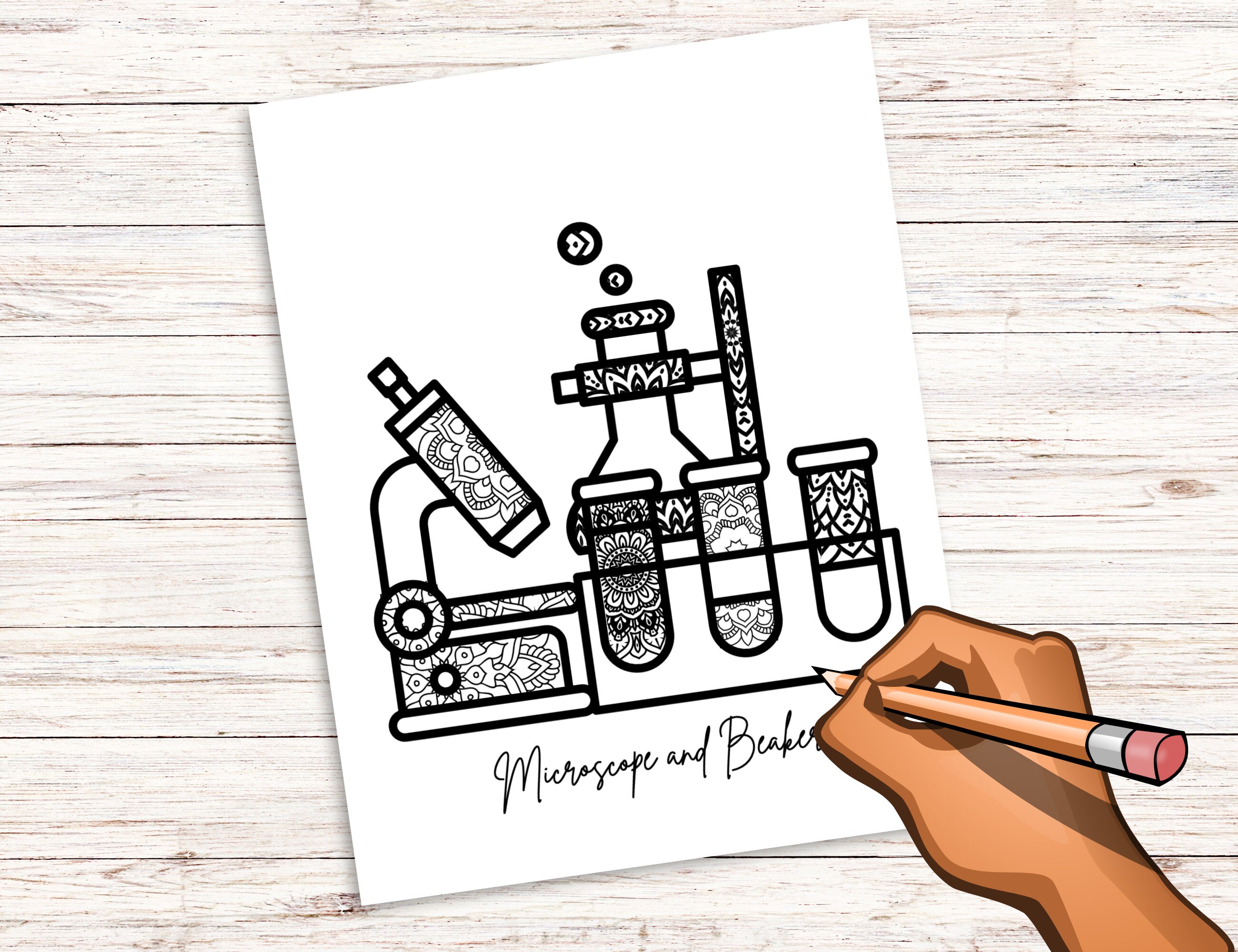 Fun Science Coloring Pages With Mandala Patterns, Kids Activity, Adult ...