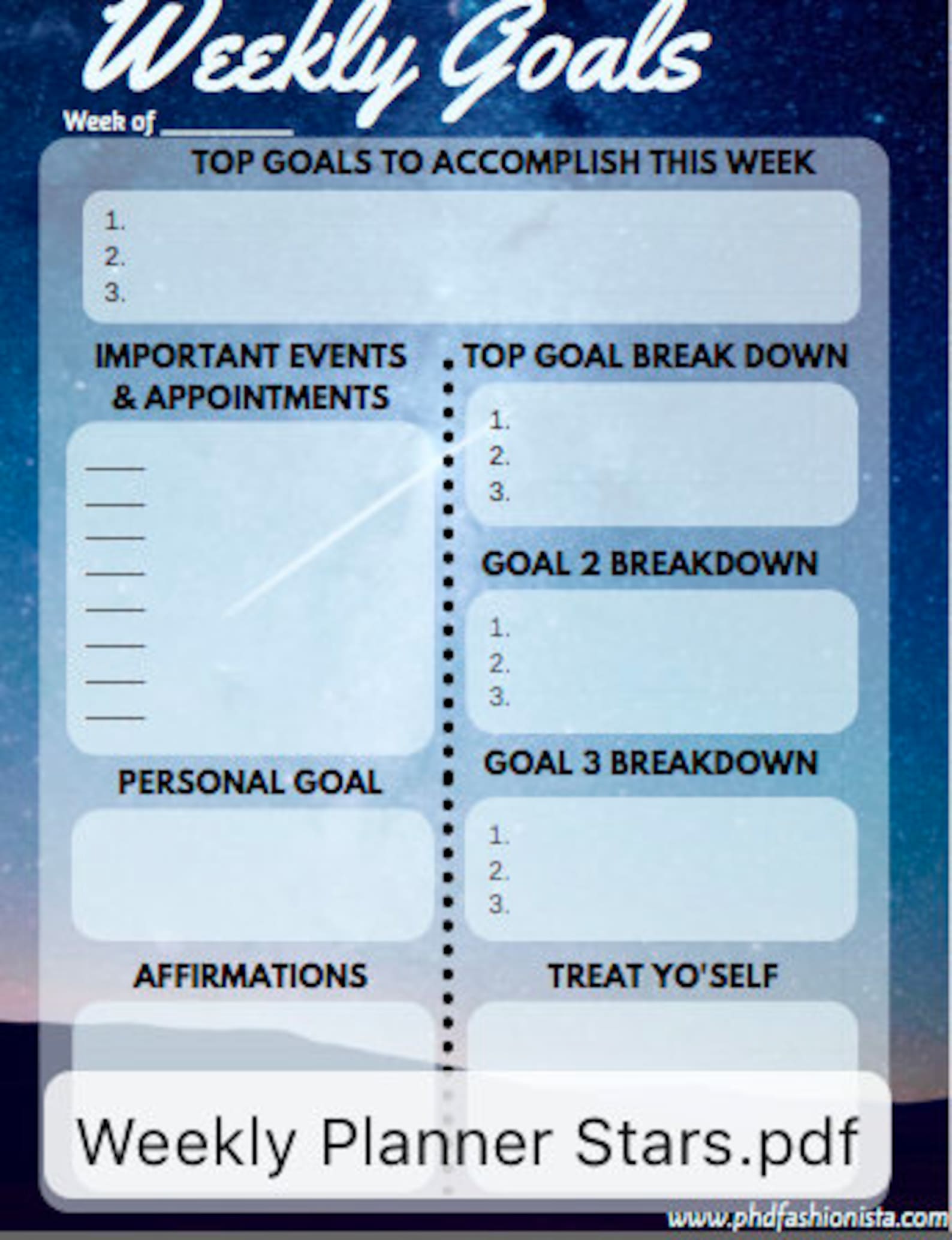 Weekly Planner Sheets - Stars - Digital Download - Etsy
