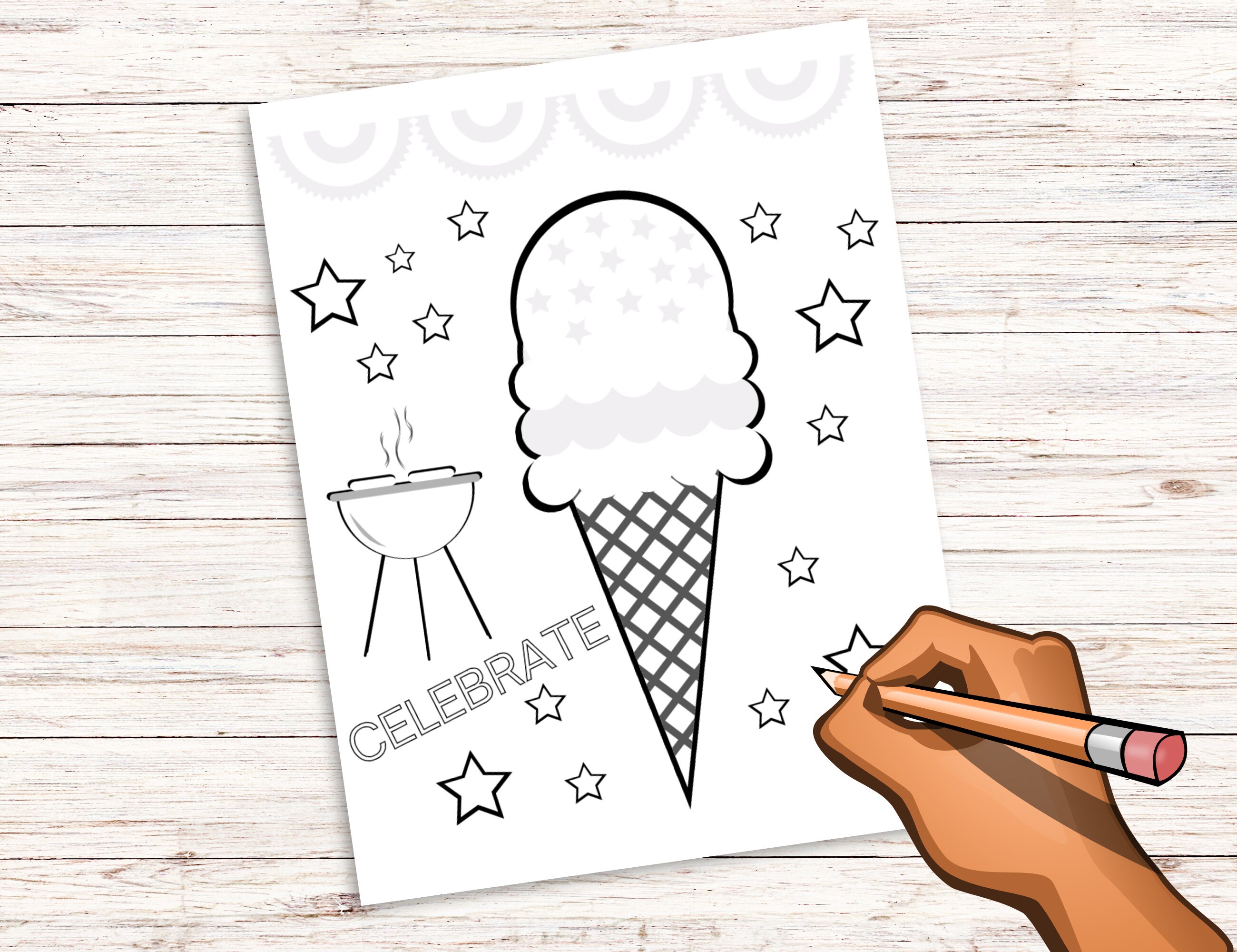 4th of July Summer Theme Coloring Pages, Printable, Independence Day ...