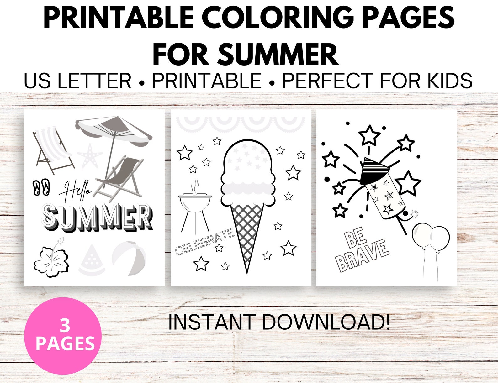 4th of July Summer Theme Coloring Pages, Printable, Independence Day ...