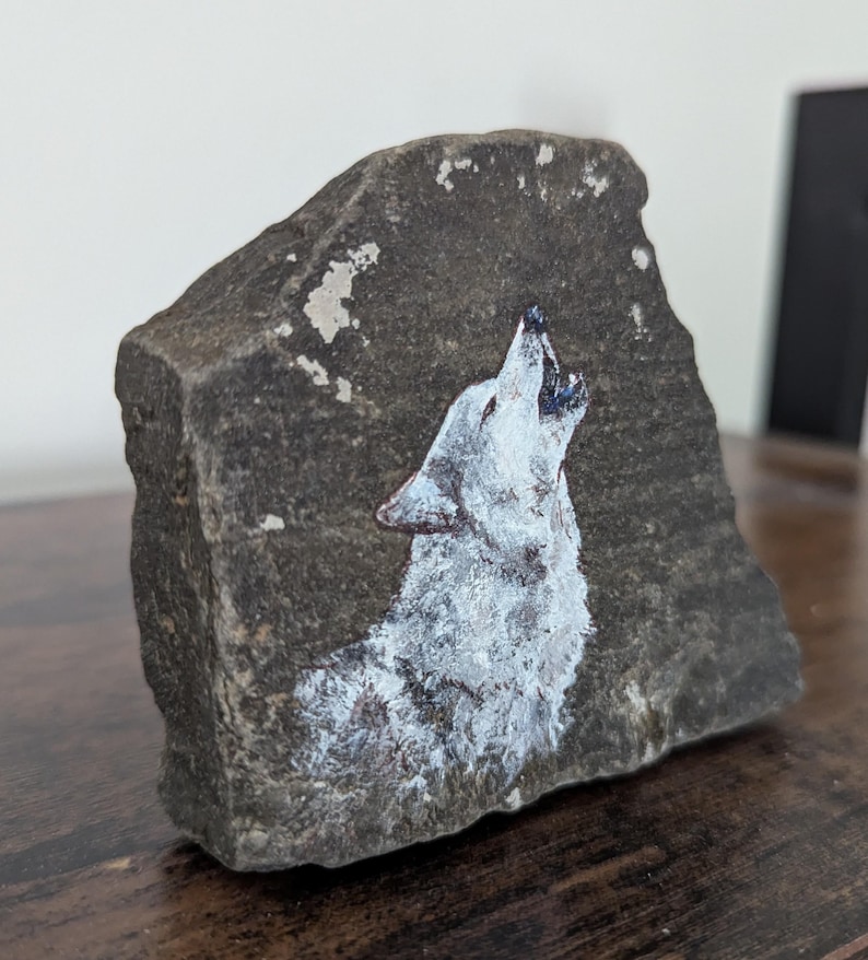Howling Wolf Painted Rock - Etsy