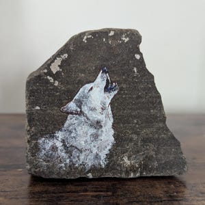 Howling Wolf Painted Rock - Etsy