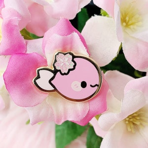 Mini Sakura Frog and Tadpole Glitter Enamel Pins | Kawaii Cherry ...