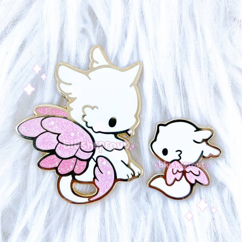 Pastel Feather Dragon Enamel Pins Cute Fluffy Dragon Pin - Etsy