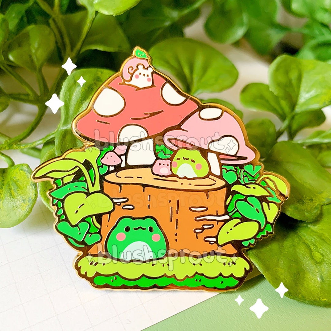 Frog Mushroom Forest Enamel Pin | Kawaii Cottagecore Lapel Pin, Snail ...