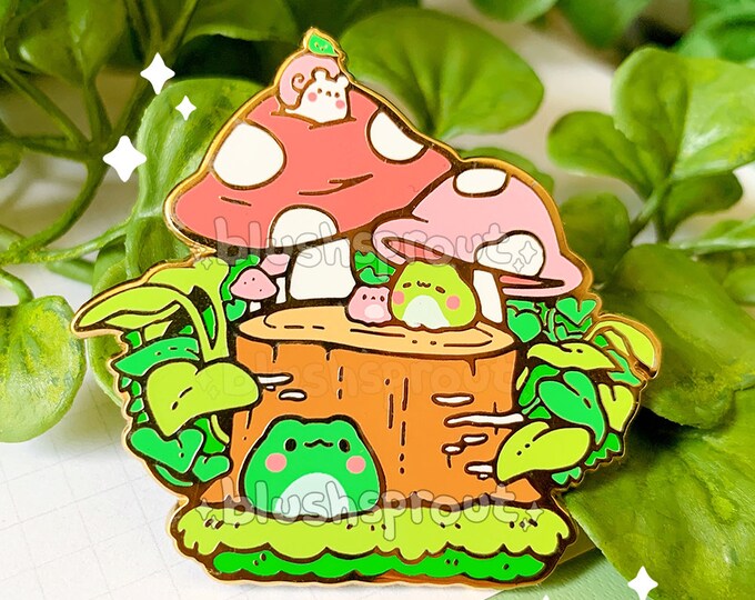 Frog Mushroom Forest Enamel Pin | Kawaii Cottagecore Lapel Pin, Snail ...