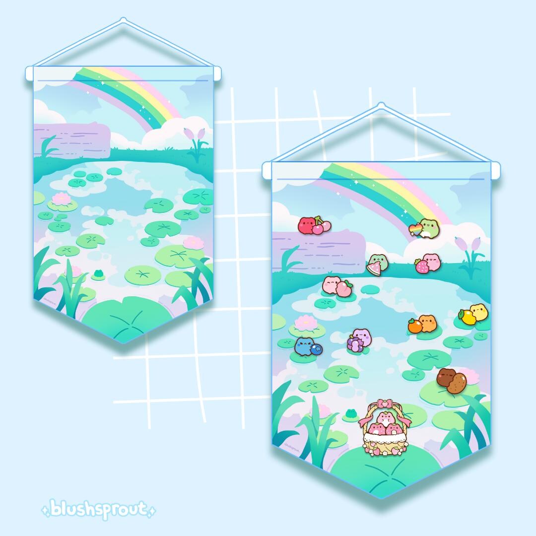Rainbow Pond Enamel Pin Display Banner | 8x12" Single-sided Sublimation ...
