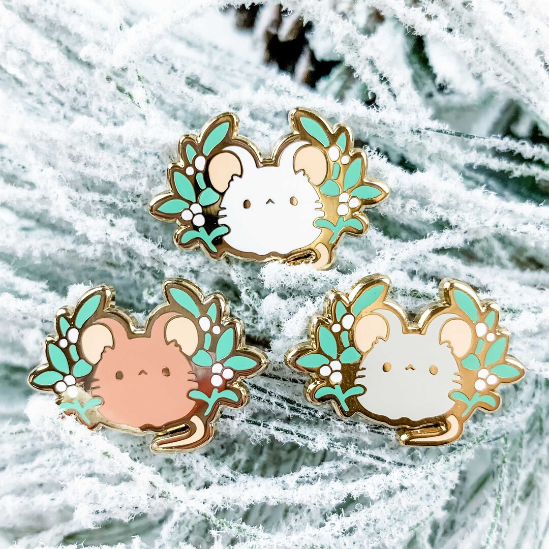 MINI PIN: Mistletoe Mouse Enamel Pin | Small Filler Pin Kawaii Cute ...