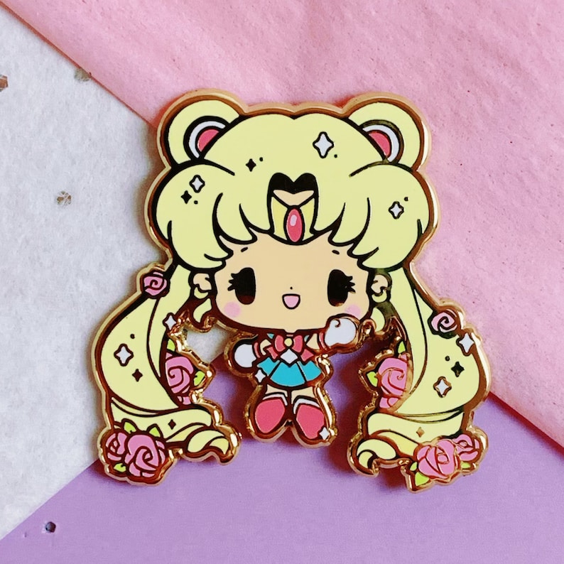 Moon Girls Anime Enamel Pins Cute Kawaii Chibi Magical Girl - Etsy