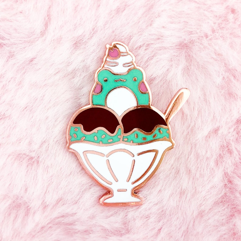Cute Frog Ice Cream Sundae Enamel Pin Kawaii Cute Froggy - Etsy