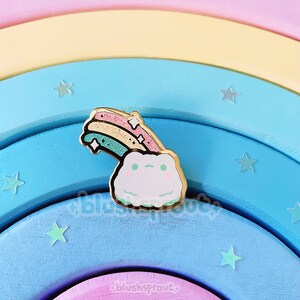 Mini Cloud Frog Rainbow Enamel Pin | Frog Pin, Tiny Froggie Filler Pin ...