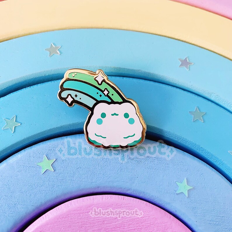 Mini Cloud Frog Rainbow Enamel Pin Frog Pin Tiny Froggie - Etsy