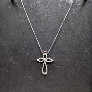 Diamond Halo Cross, Sterling Silver Diamond Halo Cross With 18 Chain ...
