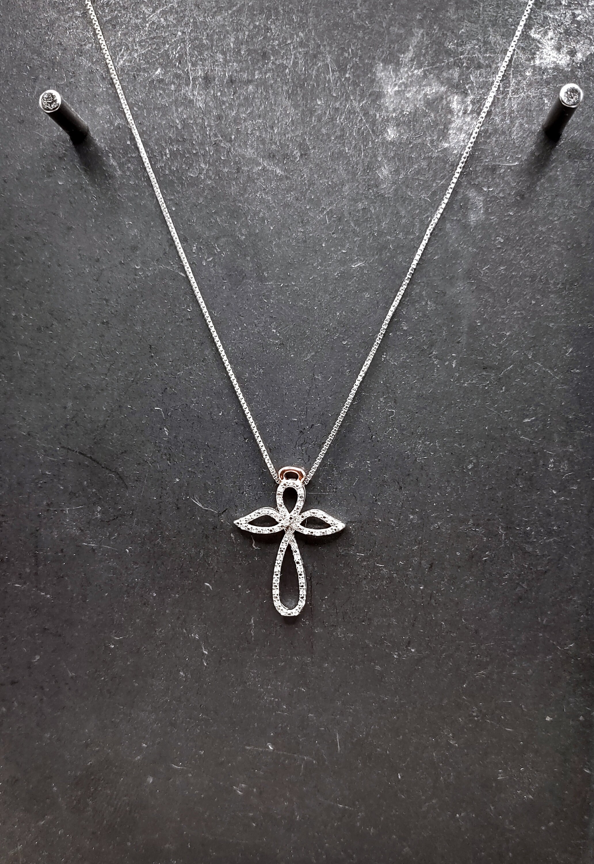 Diamond Halo Cross, Sterling Silver Diamond Halo Cross With 18 Chain ...