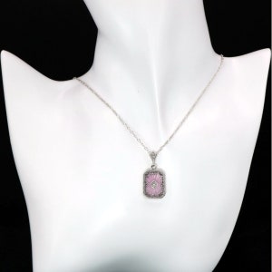 Art Deco Style Pink Camphor Glass With Sunray Pattern and 18" Paperclip ...