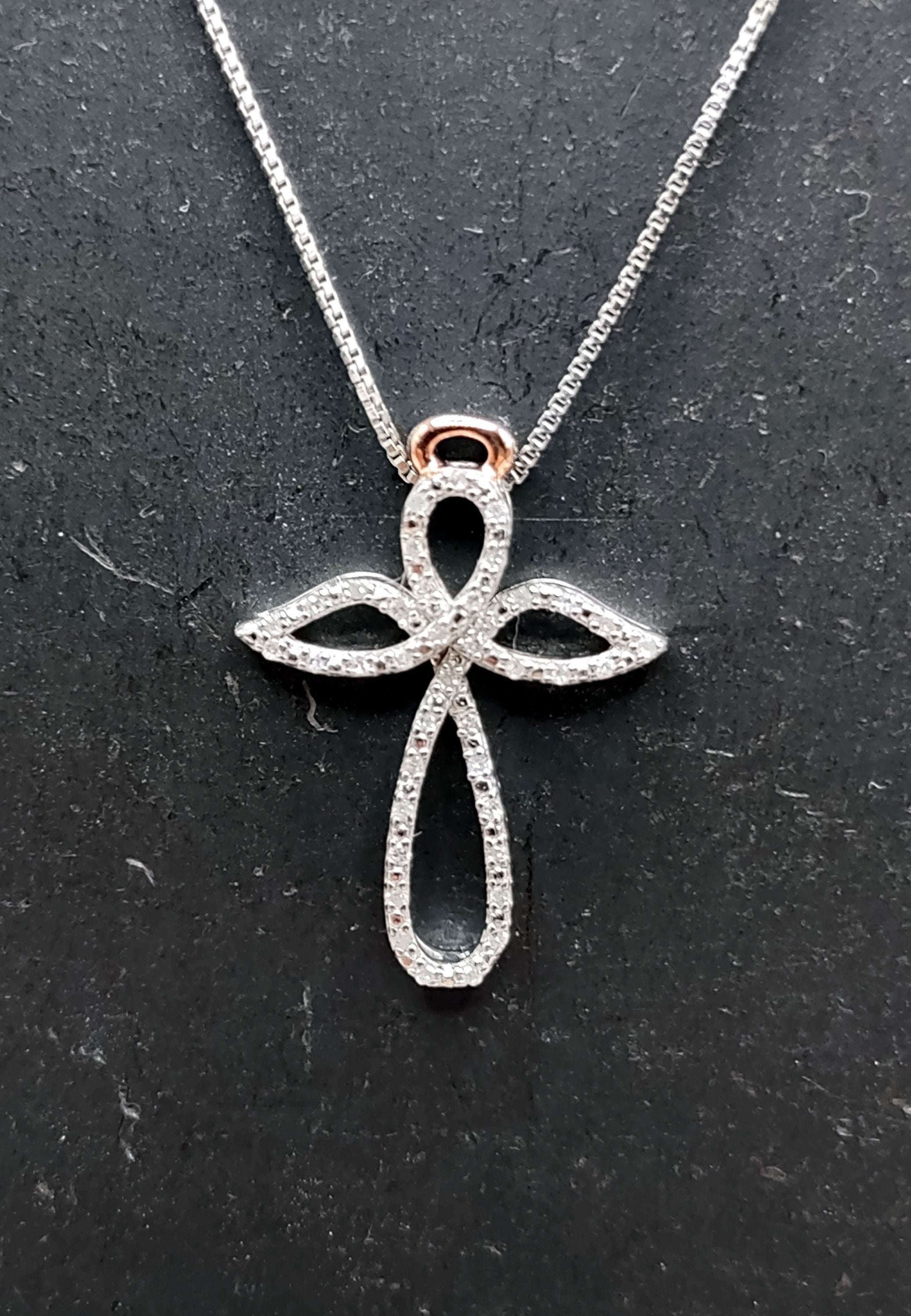 Diamond Halo Cross, Sterling Silver Diamond Halo Cross With 18 Chain ...
