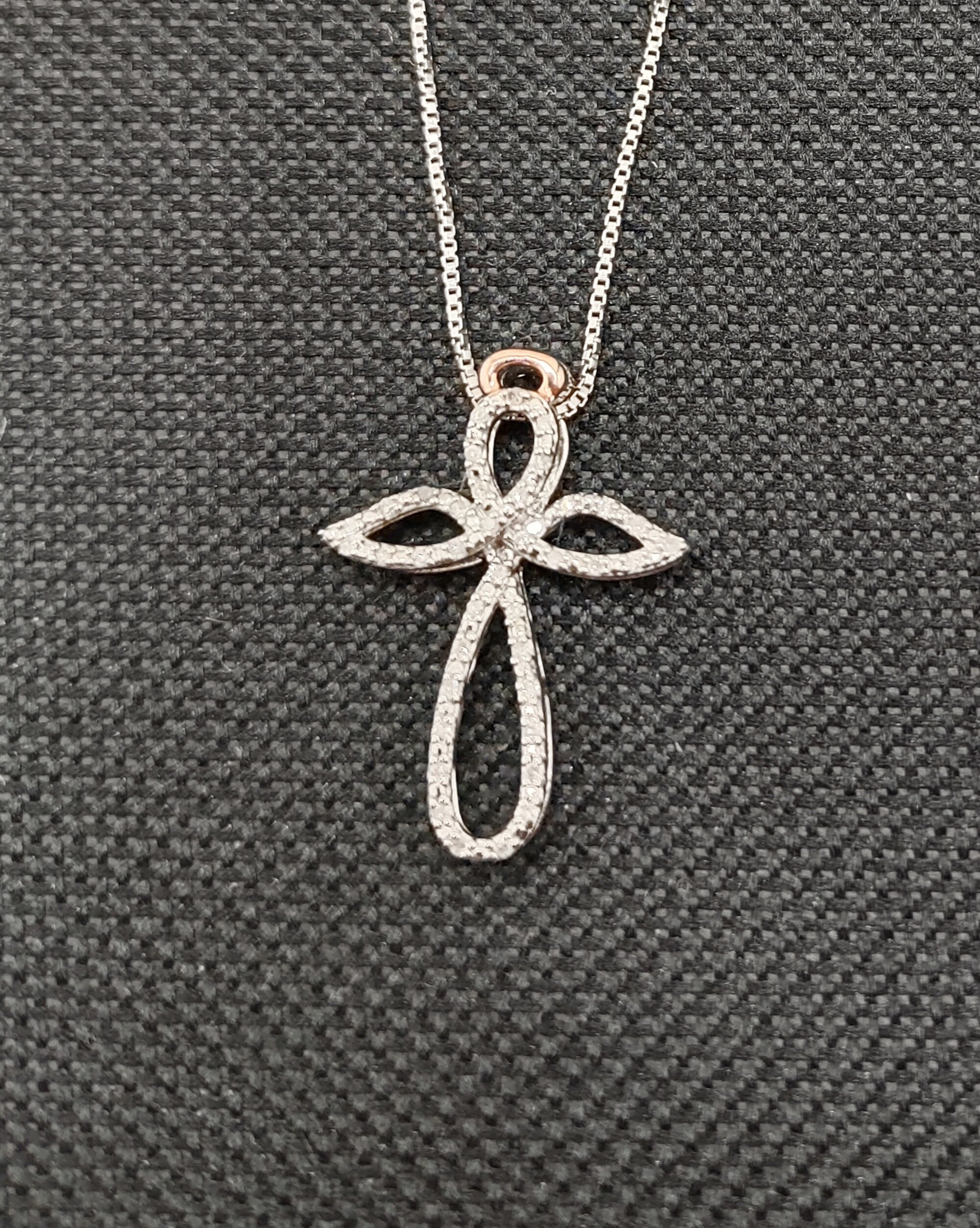 Diamond Halo Cross: Sterling Silver Pendant Necklace, 18" Chain - Etsy