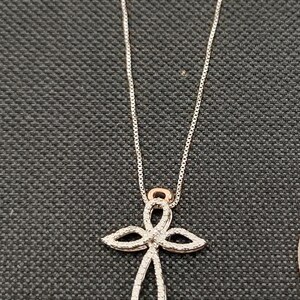 Diamond Halo Cross, Sterling Silver Diamond Halo Cross With 18 Chain ...