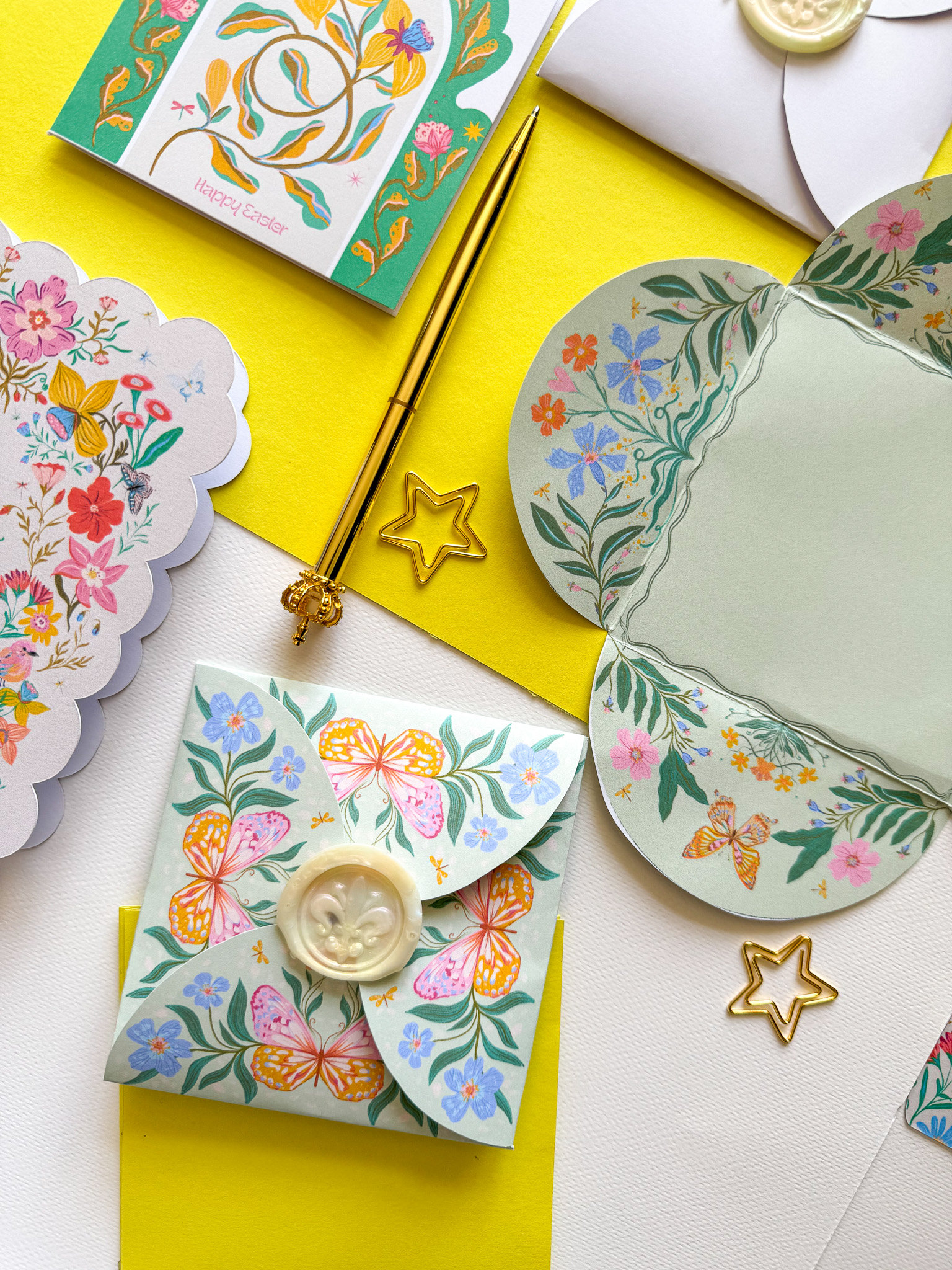 Mothers Day Printable Envelope Card: Butterflies & Botanical Flowers - Etsy