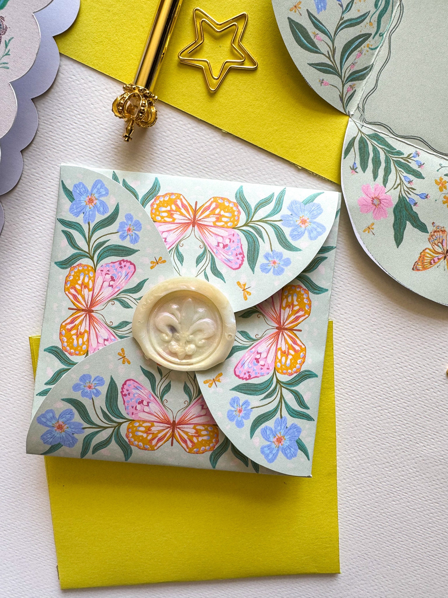 Mothers Day Printable Envelope Card: Butterflies & Botanical Flowers - Etsy