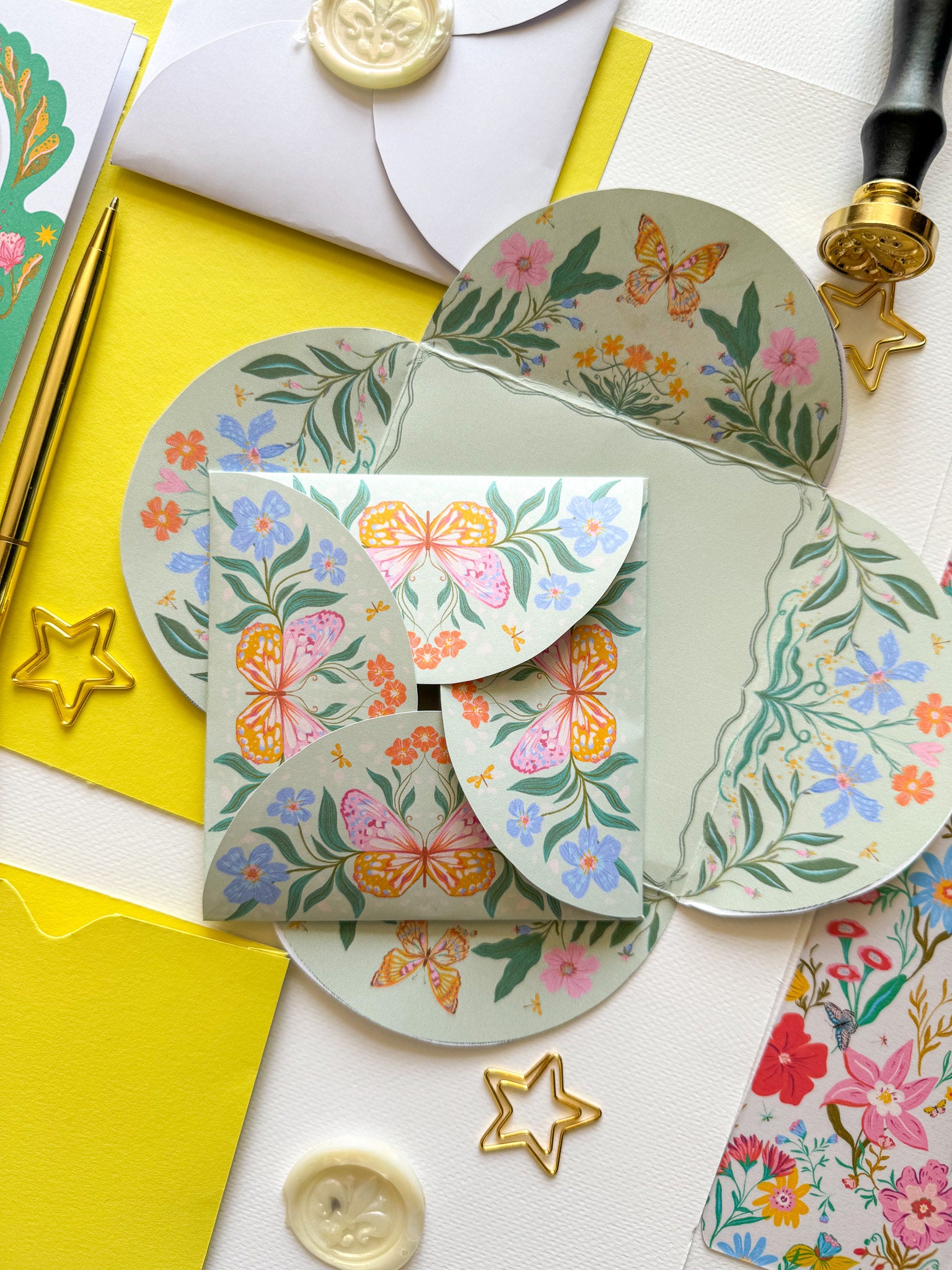 Mothers Day Printable Envelope Card: Butterflies & Botanical Flowers - Etsy