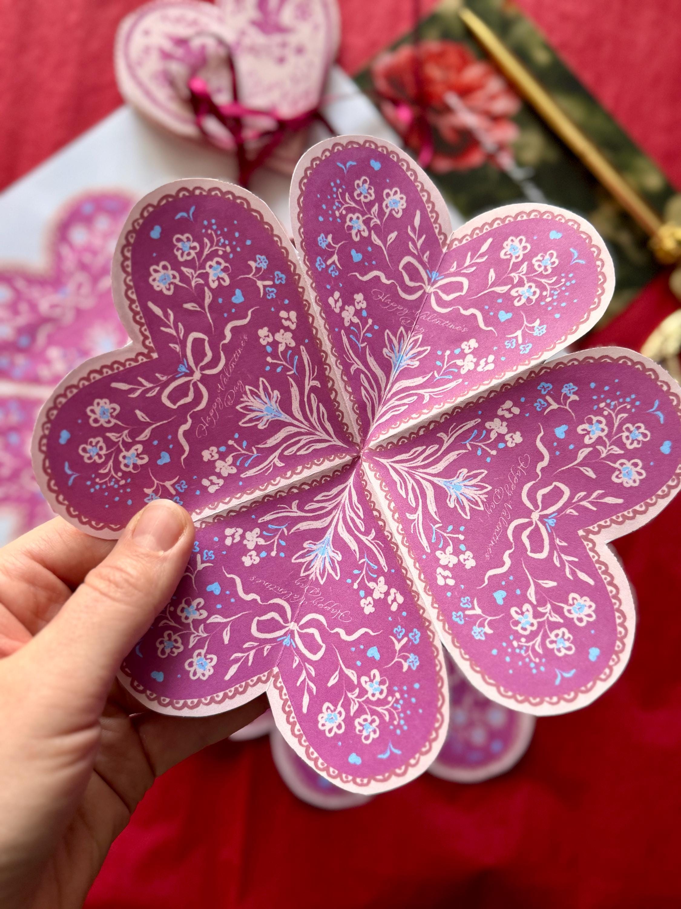 Printable Valentine Heart Card | DIY Paper Craft (PDF Download) - Etsy