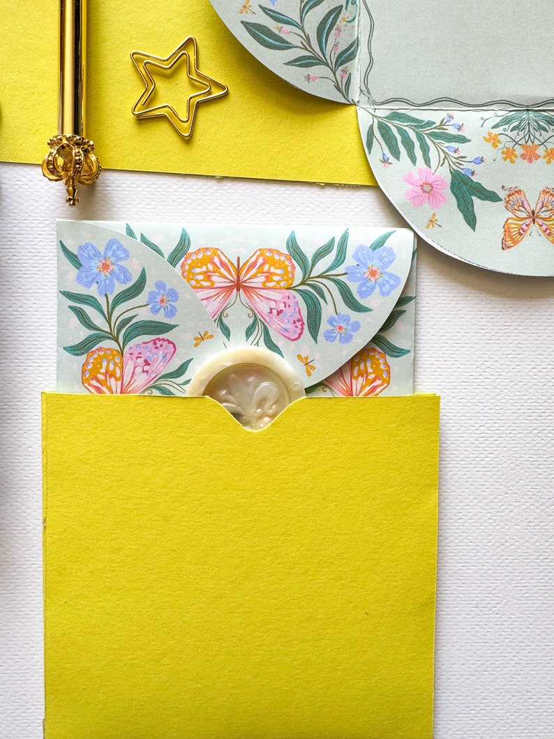 Mothers Day Printable Envelope Card: Butterflies & Botanical Flowers - Etsy